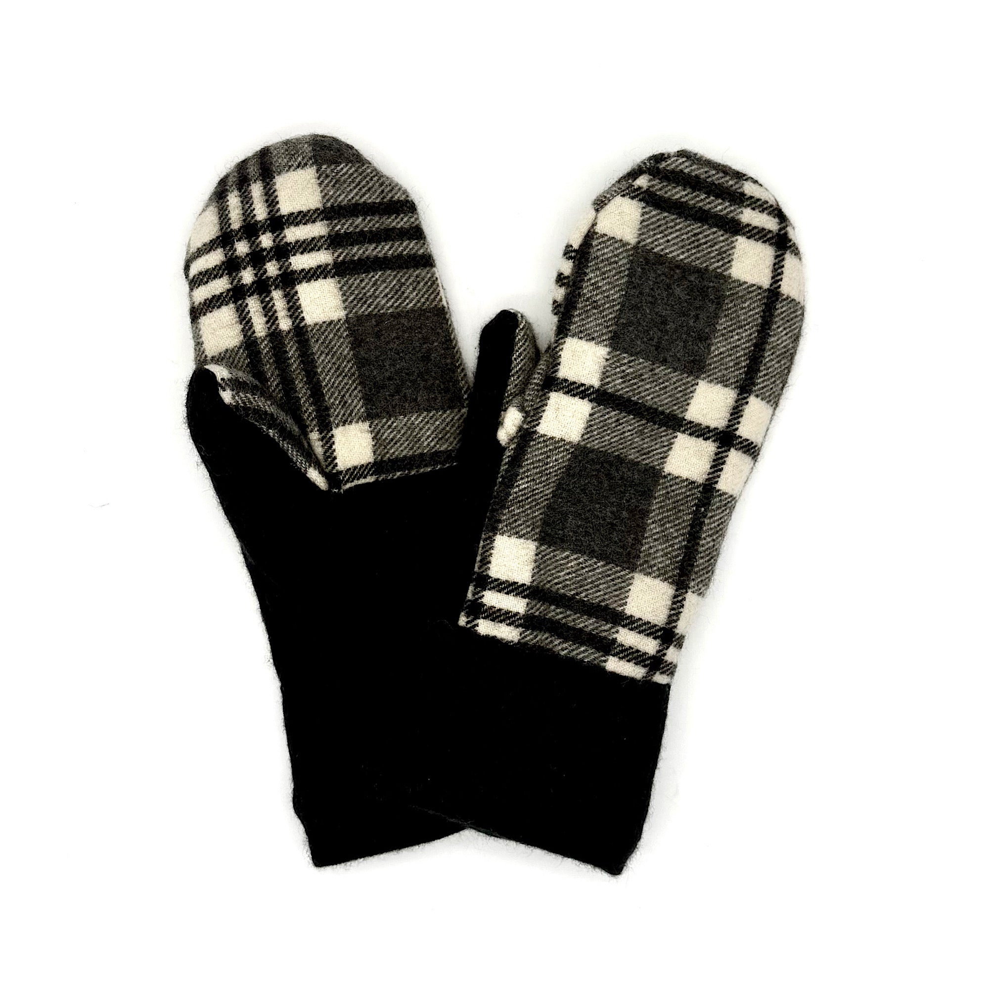 Handmade Black Plaid Repurposed Wool Mittens – Dedham Exchange